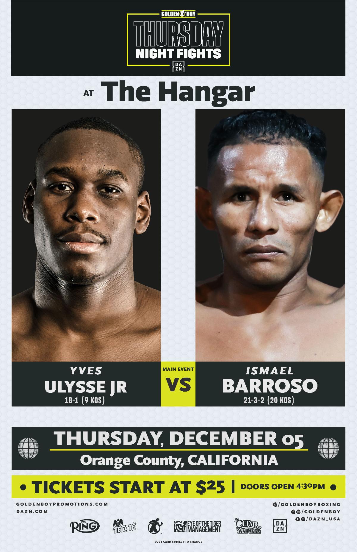 GOLDEN BOY PROMOTIONS DECEMBER 2019 SCHEDULE - REAL COMBAT MEDIA