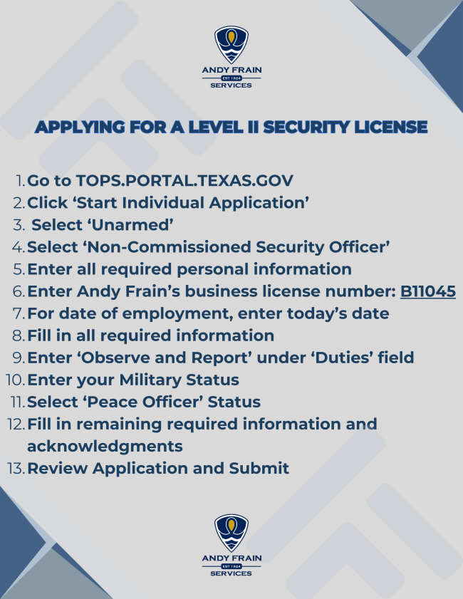 Missing Security License/Ineligible to Work Events in Houston