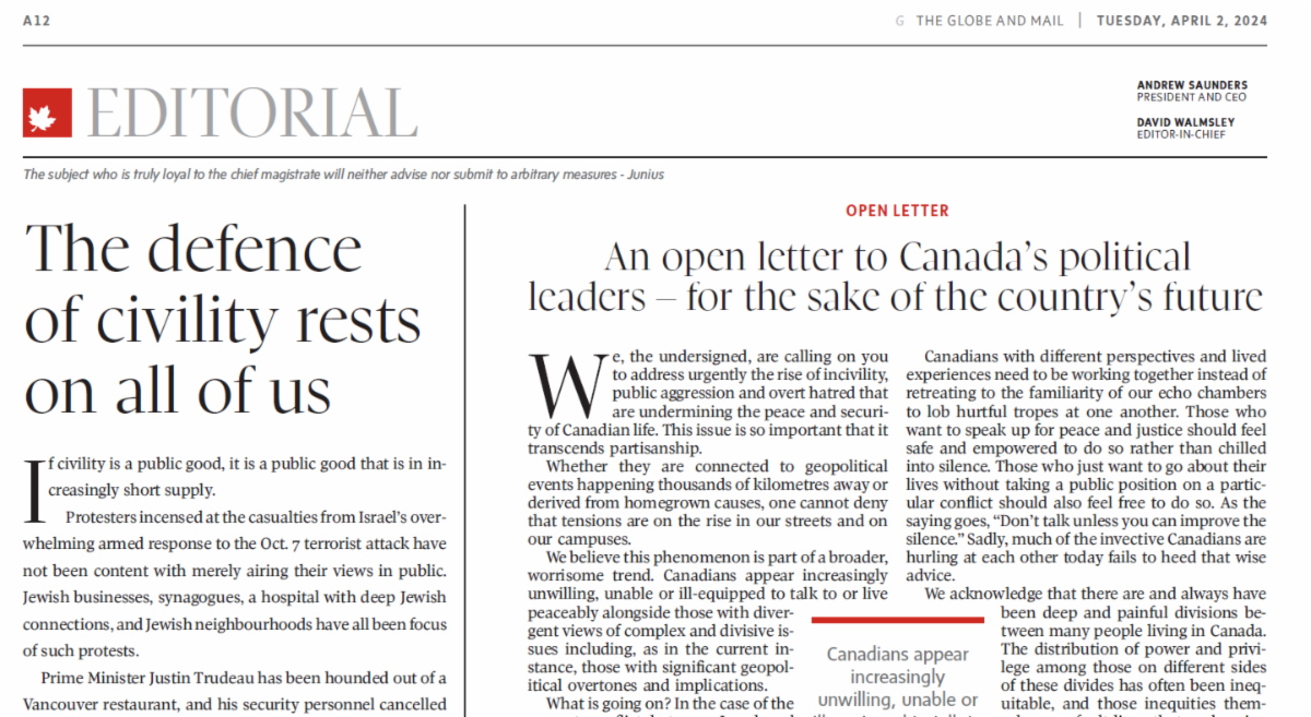 An Open Letter to Canada's Political Leaders