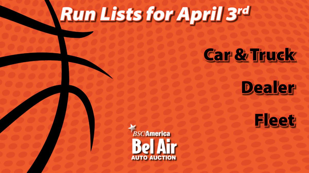 Thursday, April 3rd Run List