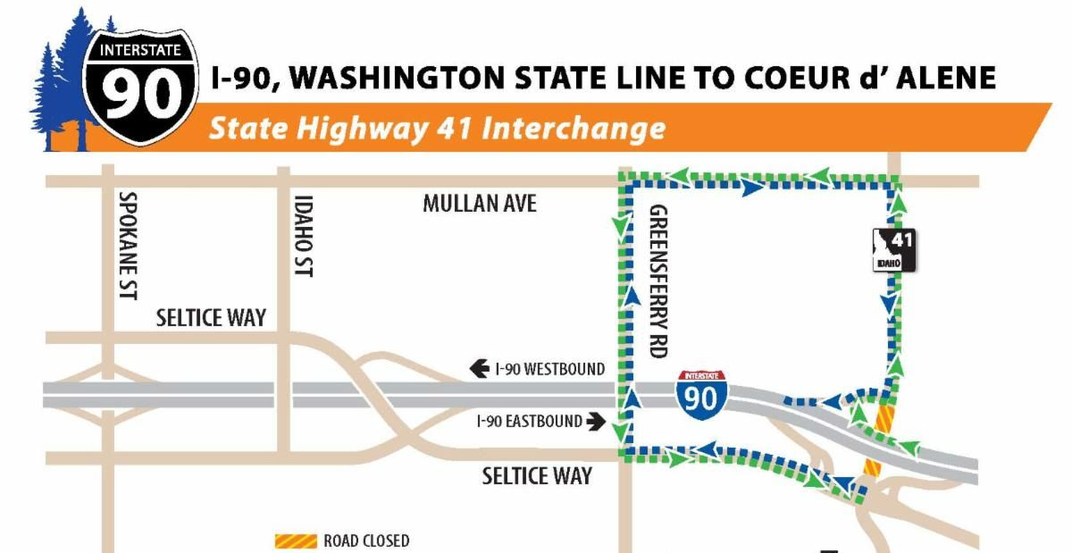 I-90/SH-41 Westbound on-ramp and SH-41 May closures
