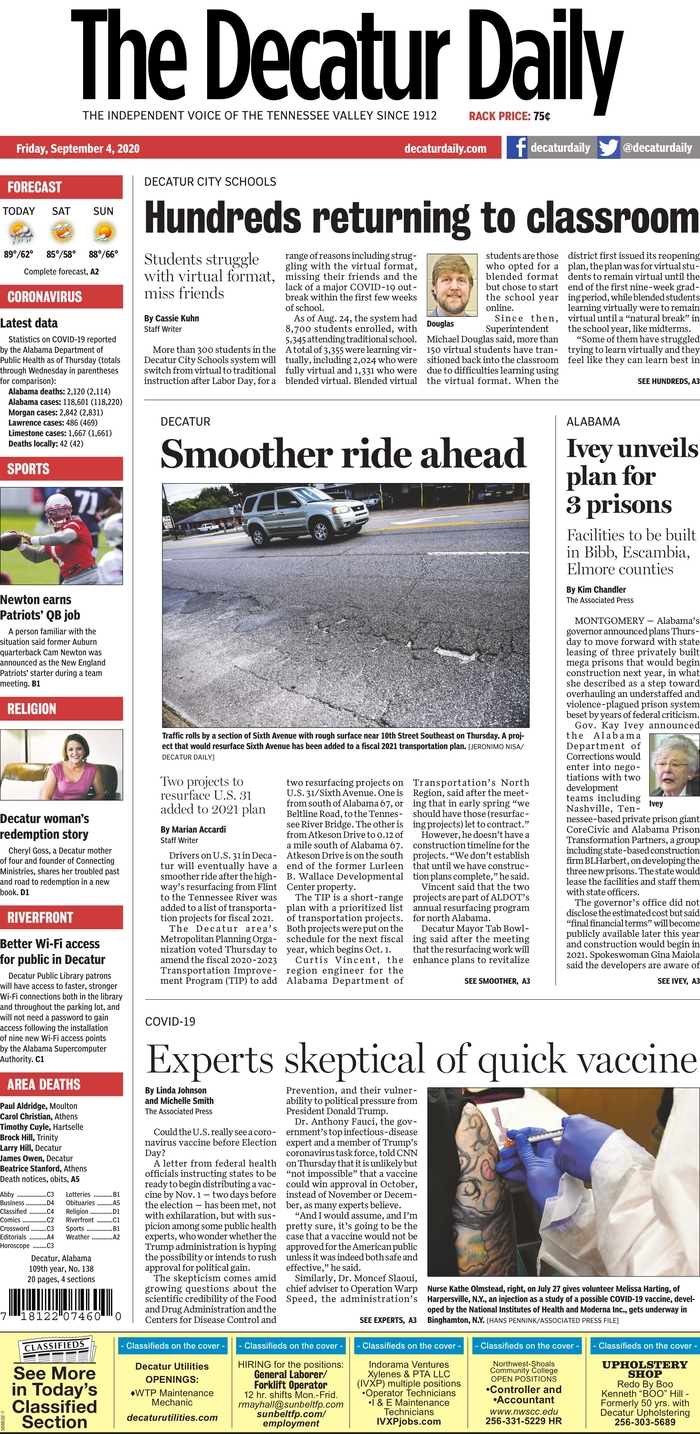 Daily News Digest - September 4, 2020 - Alabama Daily News
