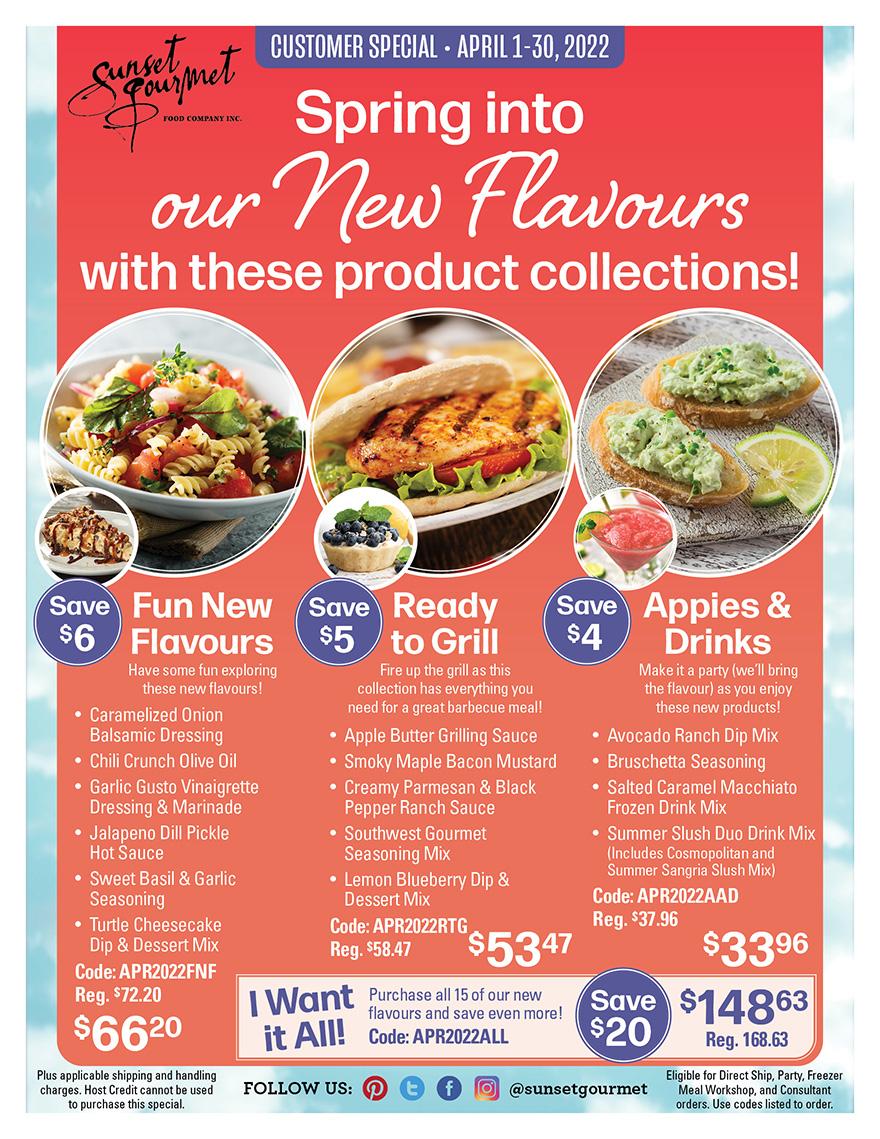 Sunset Gourmet new Spring products have arrived.