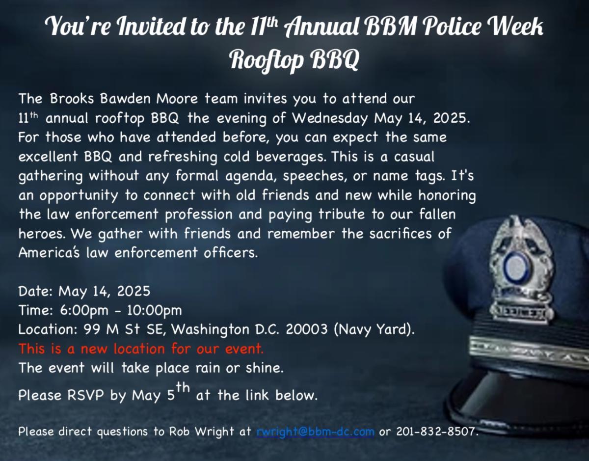 Join BBM for the 11th Annual Police Week Rooftop BBQ NEW LOCATION