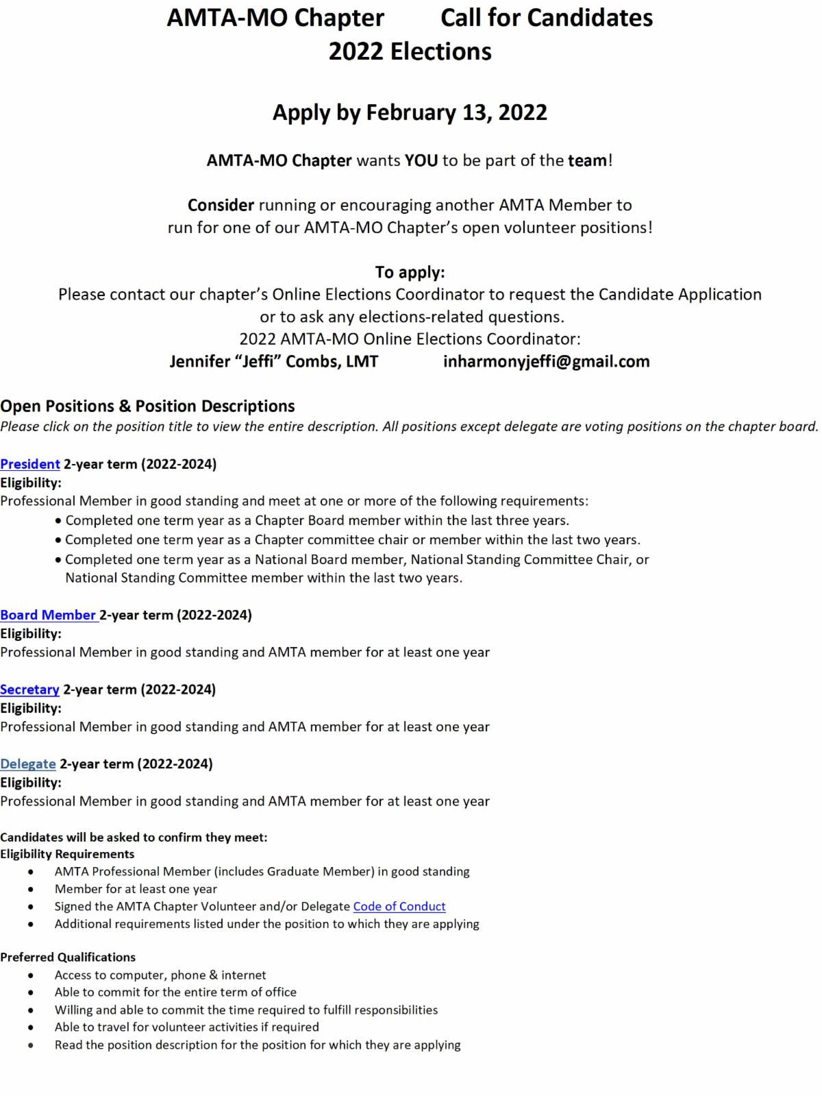 Call for Candidates 2022