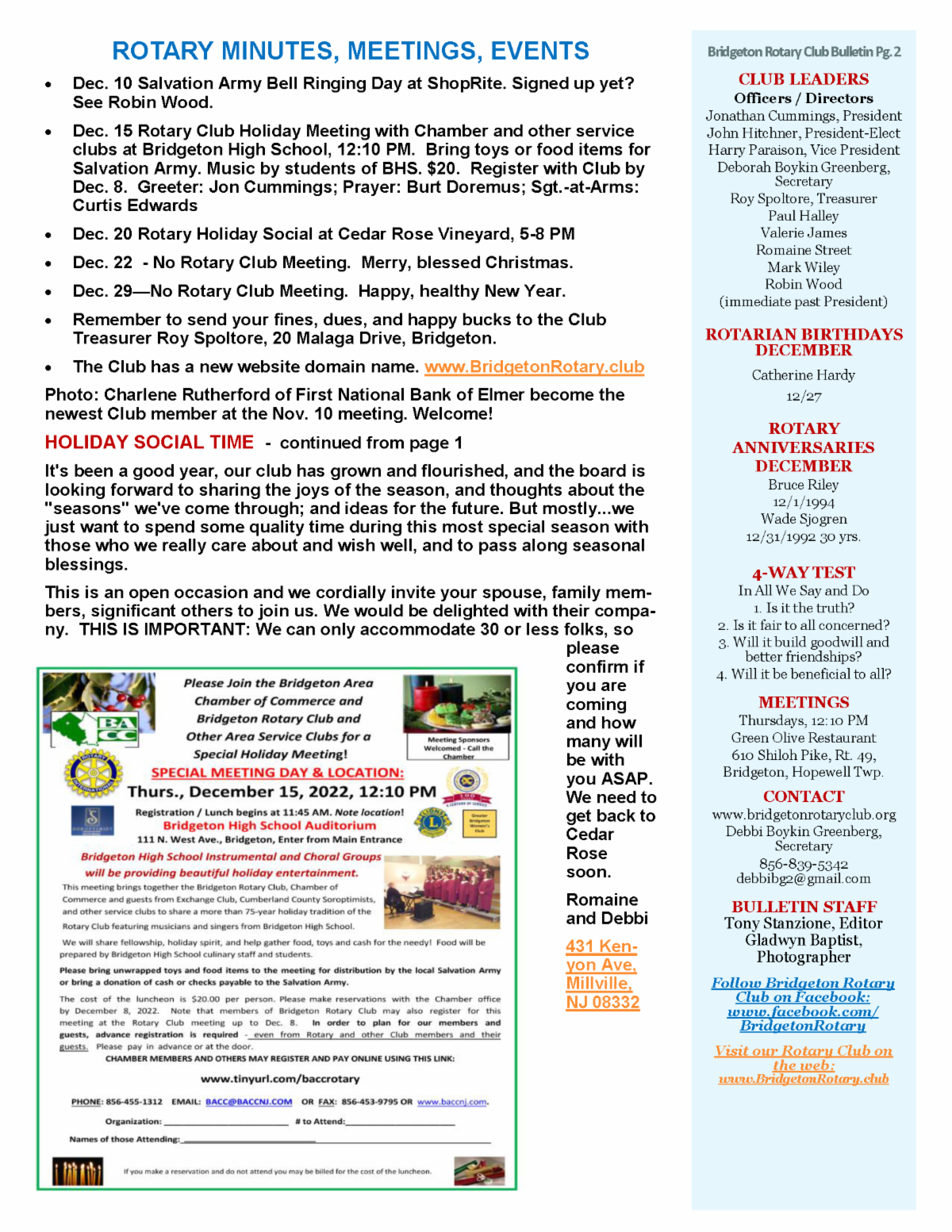 BRIDGETON ROTARY CLUB BULLETIN