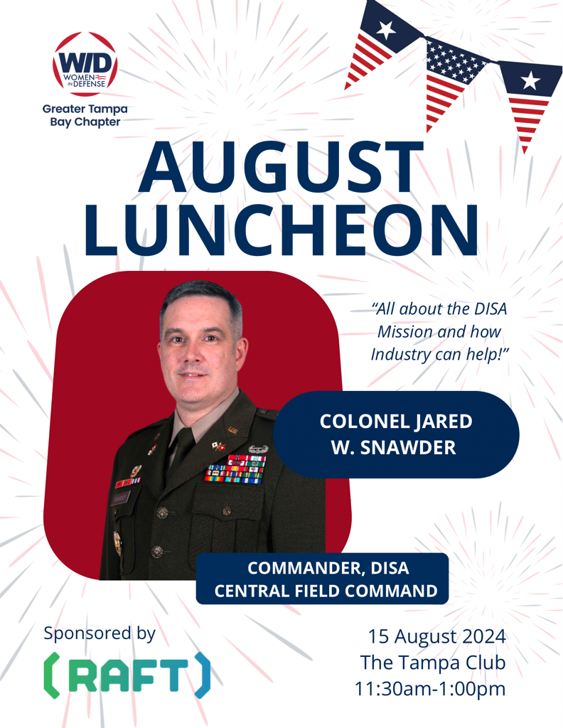 WID Greater Tampa Bay Chapter -August Luncheon Ft Colonel Jared W. Snawder