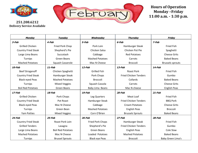 February 2020 Connie Hudson Senior Center