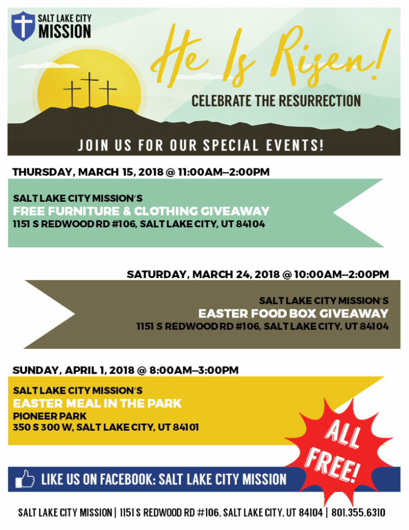 PRESS RELEASE - EASTER EVENTS AT SALT LAKE CITY MISSION