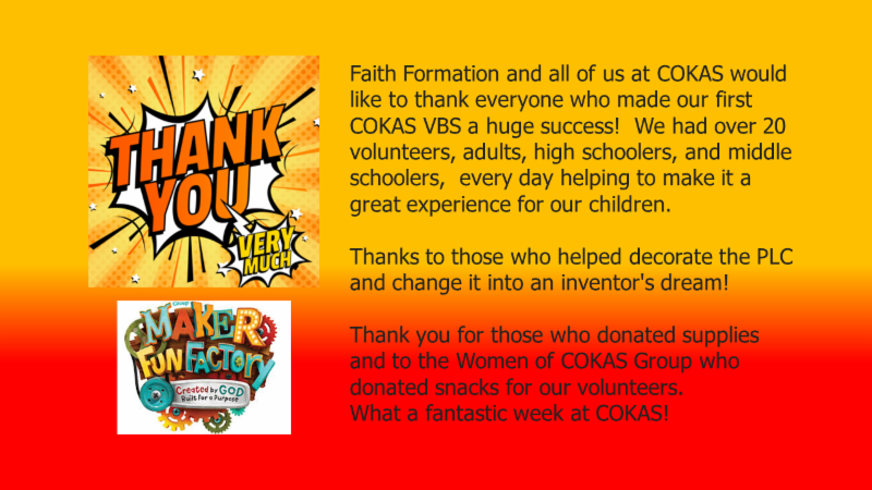 COKAS Bulletin for Sunday June 30th, 2019