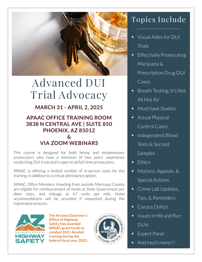 2025 Advanced DUI Trial Advocacy - In-Person-Trainings