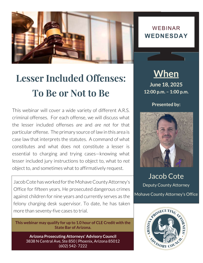 Webinar Wednesday - Lesser Included Offenses: To Be or Not To Be -Trainings
