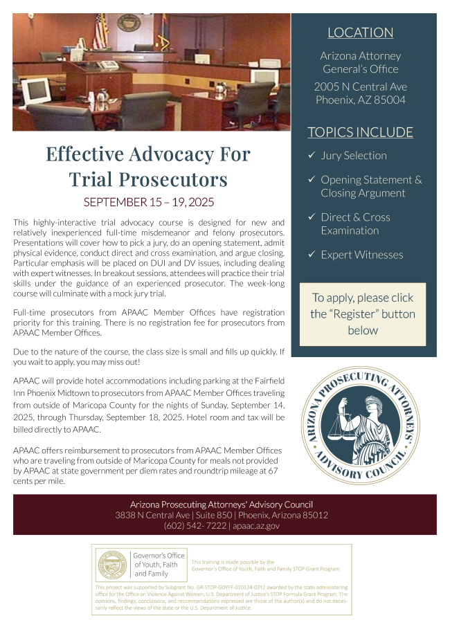 Effective Advocacy for Trial Prosecutors-Trainings