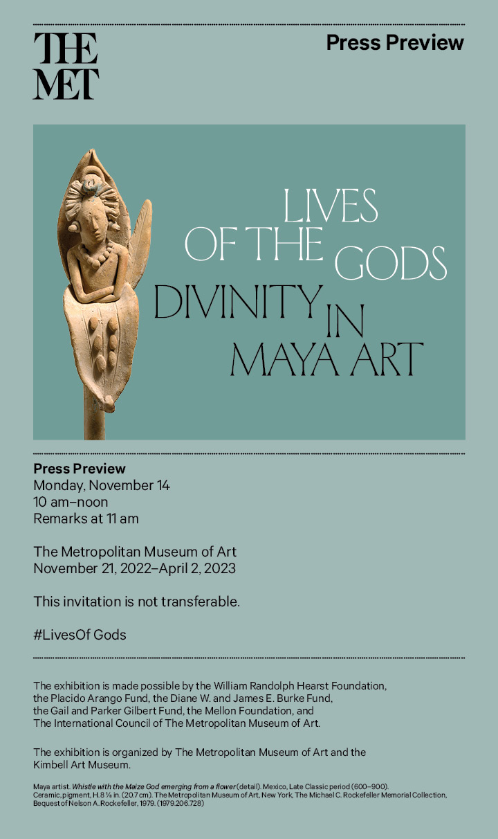 Press Preview Mon Nov 14 For Lives Of The Gods Divinity In Maya Art At The Met Fifth Avenue