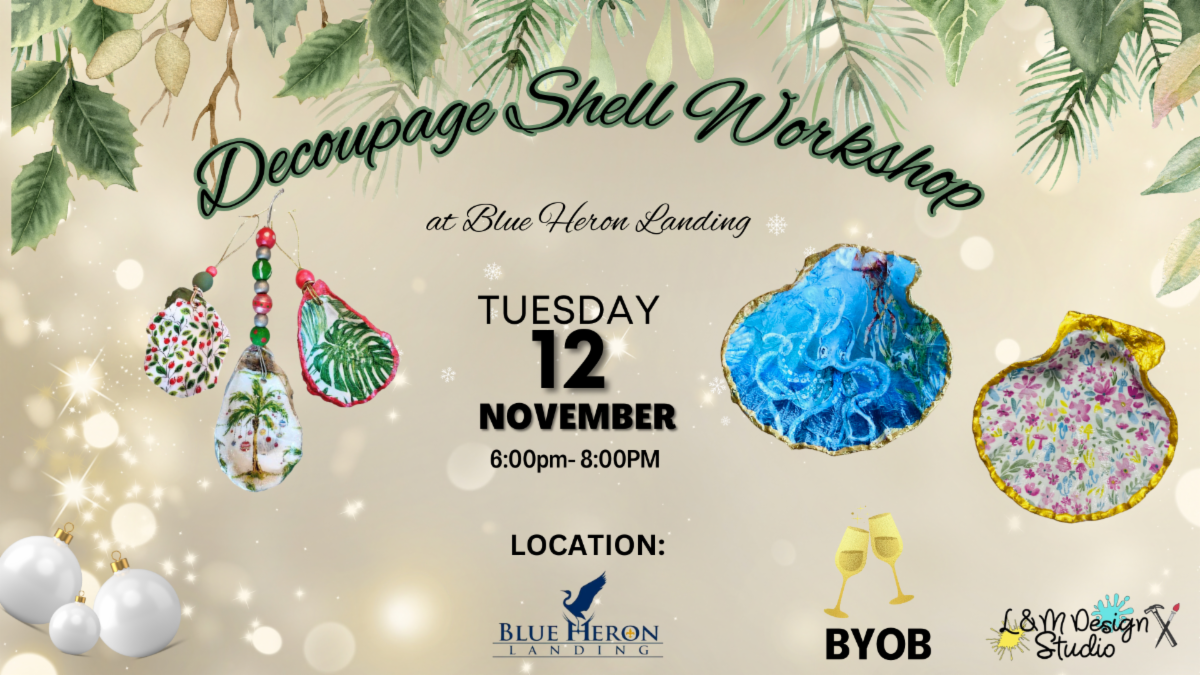 Decoupage Shell workshop at Blue Heron Landing
