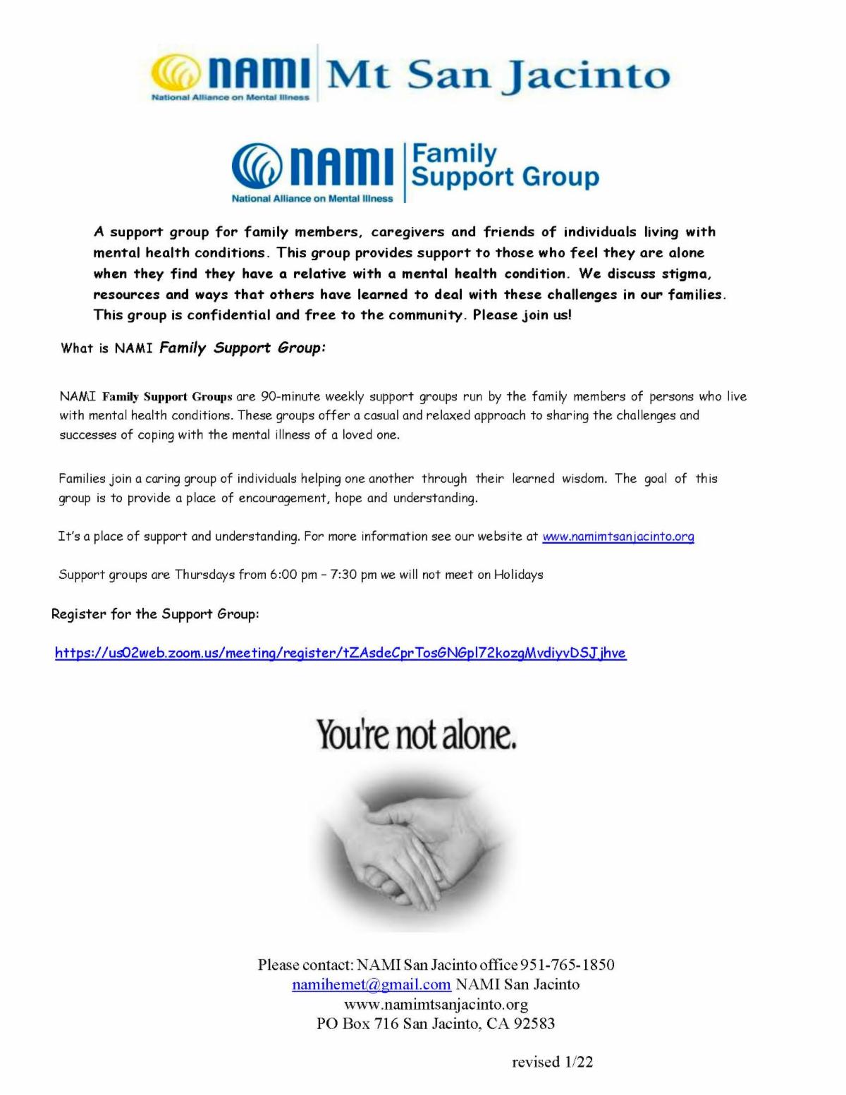 NAMI Family and Peer Support Groups