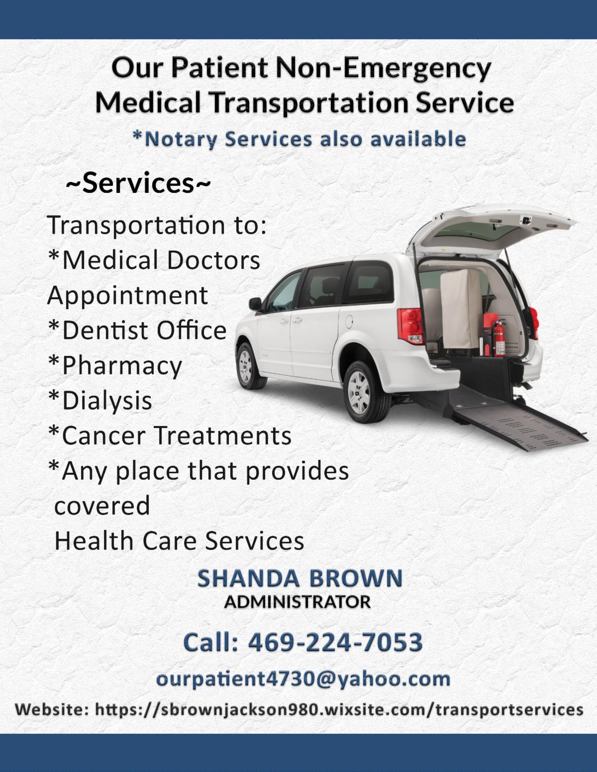 Our Patient Non-Emergency Transportation Service
