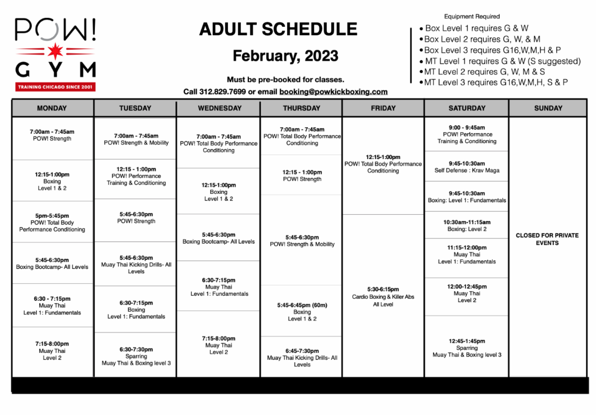 POW! & Parisi Class Additions & Summer Camp Schedule
