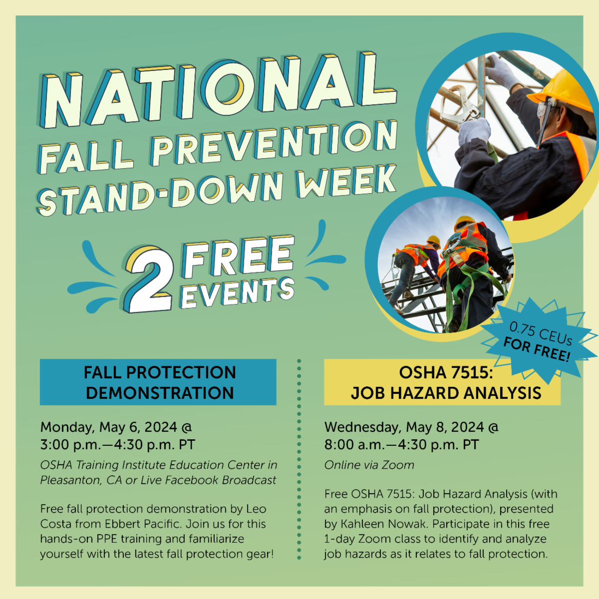 Free Events with Free CEUs for National Fall Prevention Stand-Down Week ...
