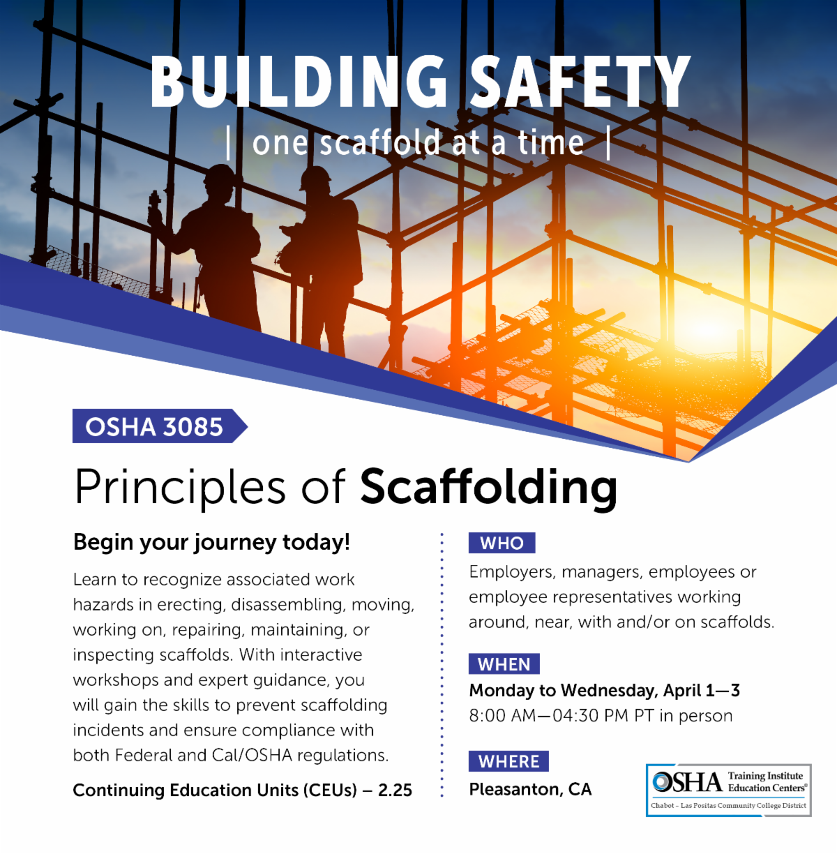 Build Safety One Scaffold At A Time with OSHA 3085 | April 1-3 in ...