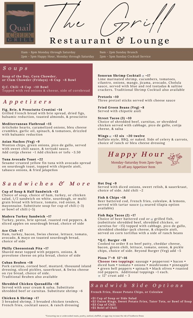 Fresh From The Grill at Quail Creek ~ Sunday, March 2, 2025