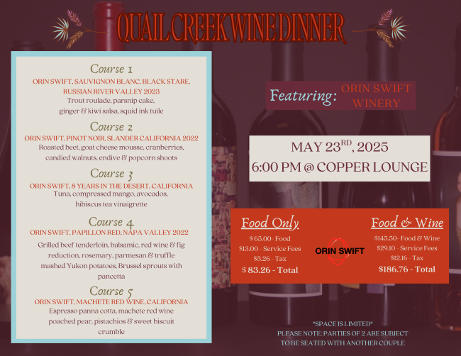 What's Happening at Quail Creek - Tuesday, May 20, 2025