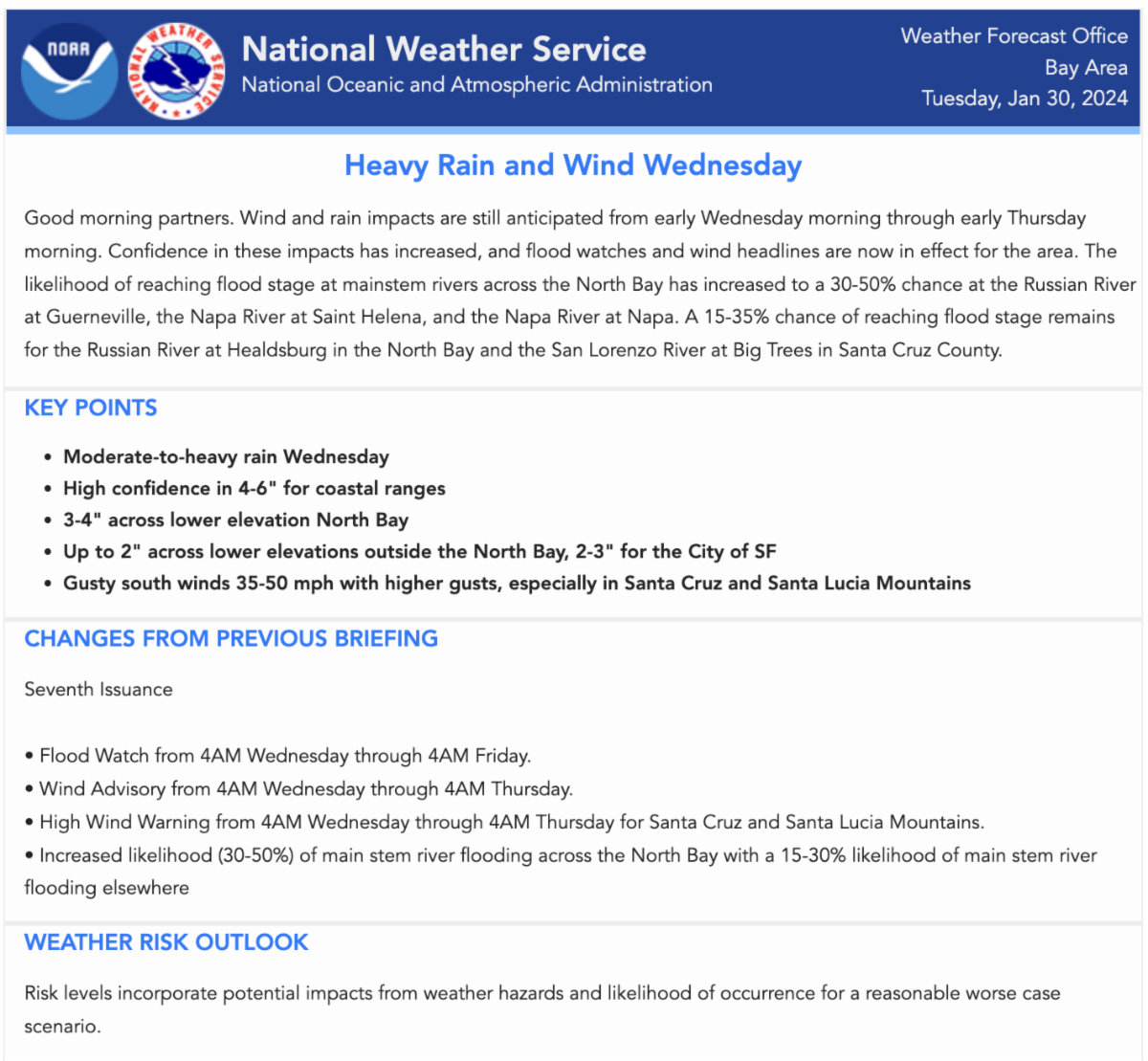 NWS: Wind Advisory and Flood Watch Resources
