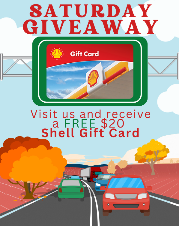 This Saturday! Receive a FREE $20 Shell Gift Card!