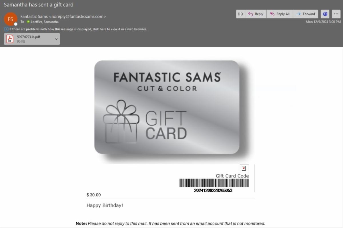 Gift Card Update
