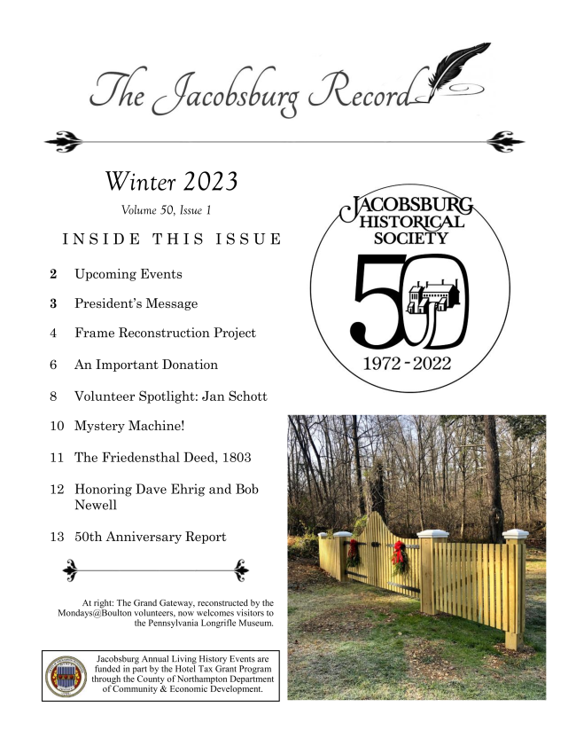 Winter 2023 Edition of The Jacobsburg Record