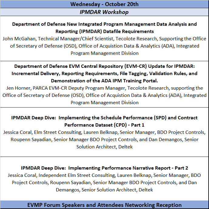 EVMP Forum Oct 20/21 - EVM & Project Controls - Learn Best Practices ...